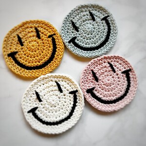 Smiley Face Coasters Happy Face Coasters Smile Coasters Crochet ...