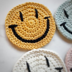 Smiley Face Coasters Happy Face Coasters Smile Coasters Crochet ...
