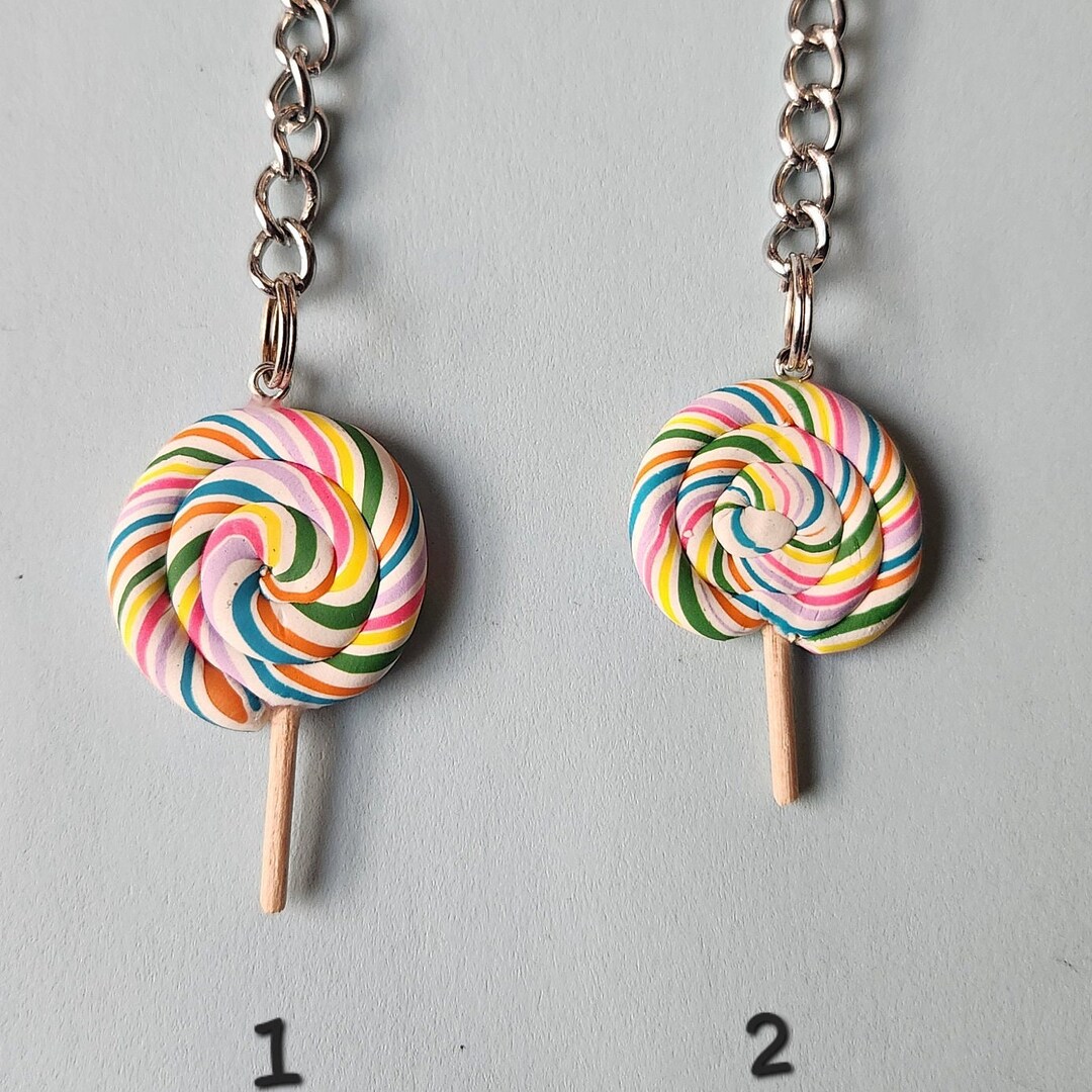 Polymer Clay Lollipop Keychain - Etsy