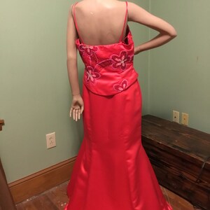 Vintage Mike Benet Formals Coral Mermaid Dress/gown W/red Pink Floral ...