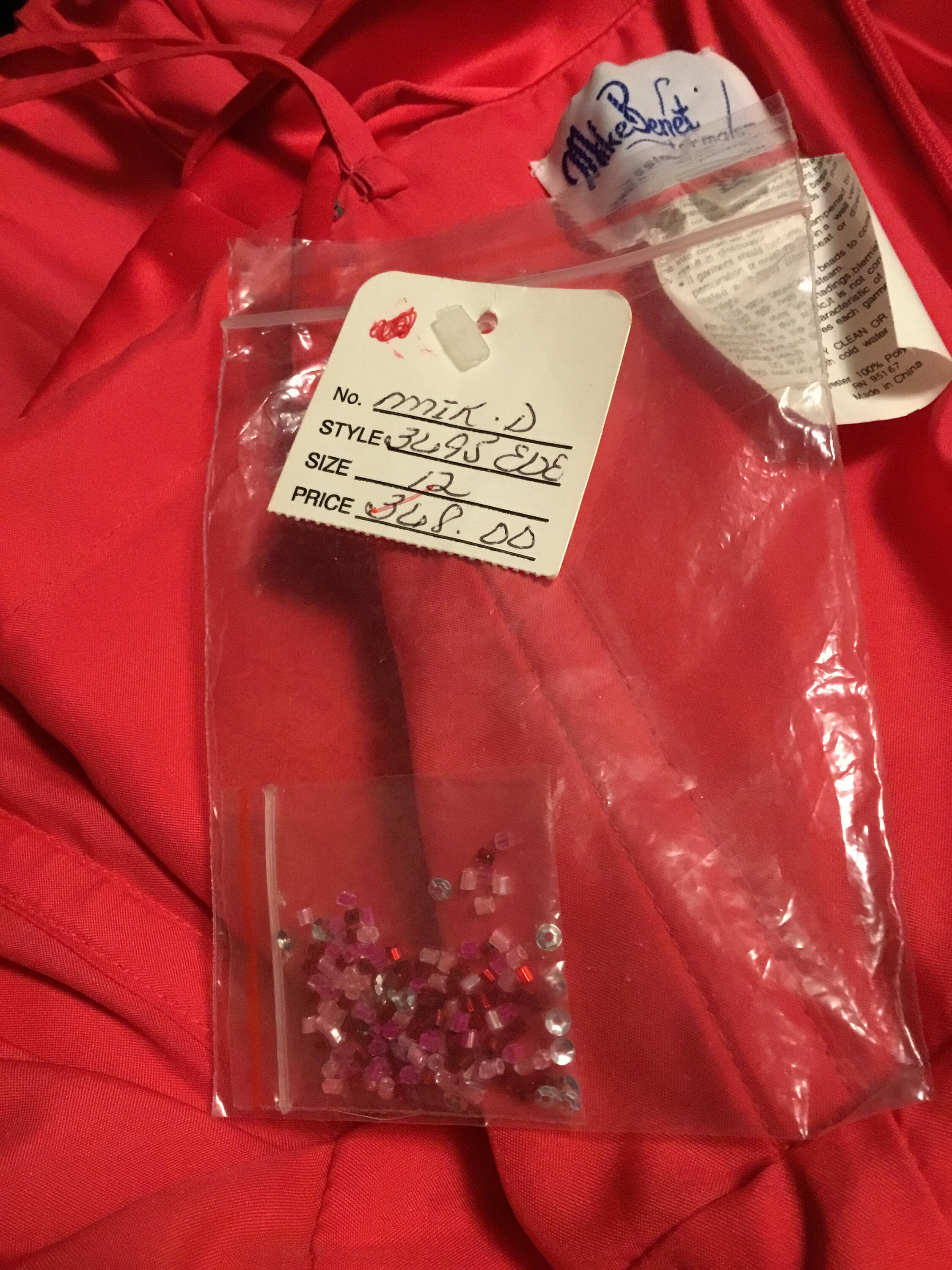 Vintage Mike Benet Formals Coral Mermaid Dress/gown W/red Pink Floral ...