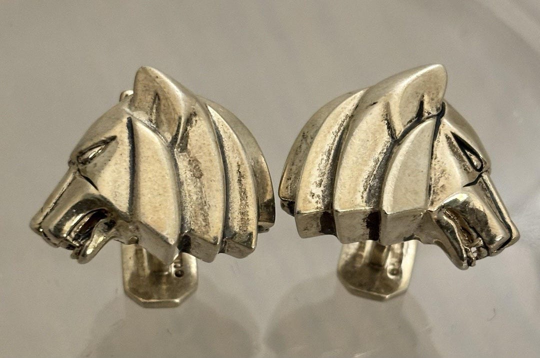 Vintage Rick Cameron Wildlife Sterling Silver Wolf Head Cufflinks 28g ...