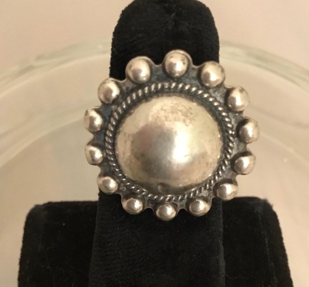Vintage Navajo Sterling Silver Dome Ball Arrow Split Shank CONCHO RING ...