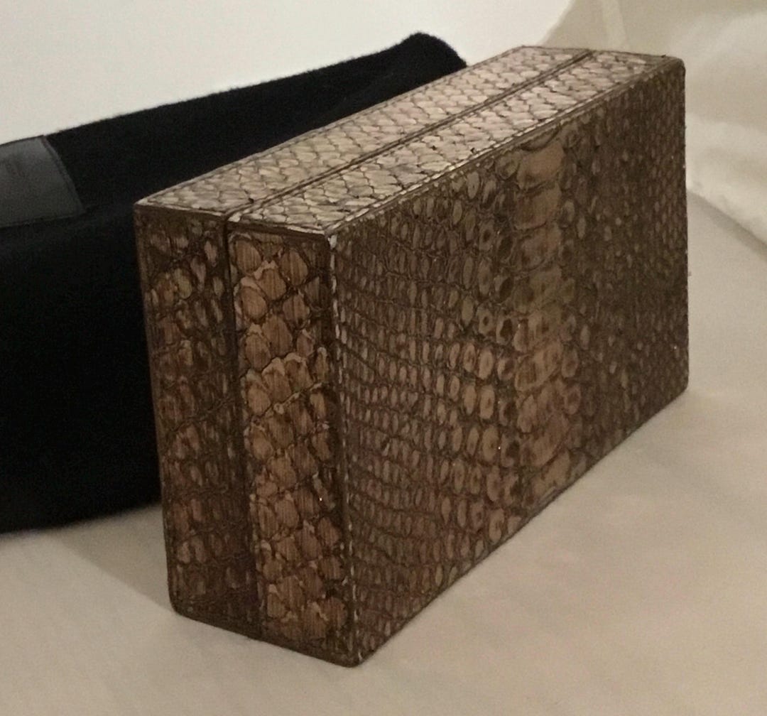 Vintage Nancy Gonzalez Copper Metallic Python Box Clutch W/dust Bag - Etsy