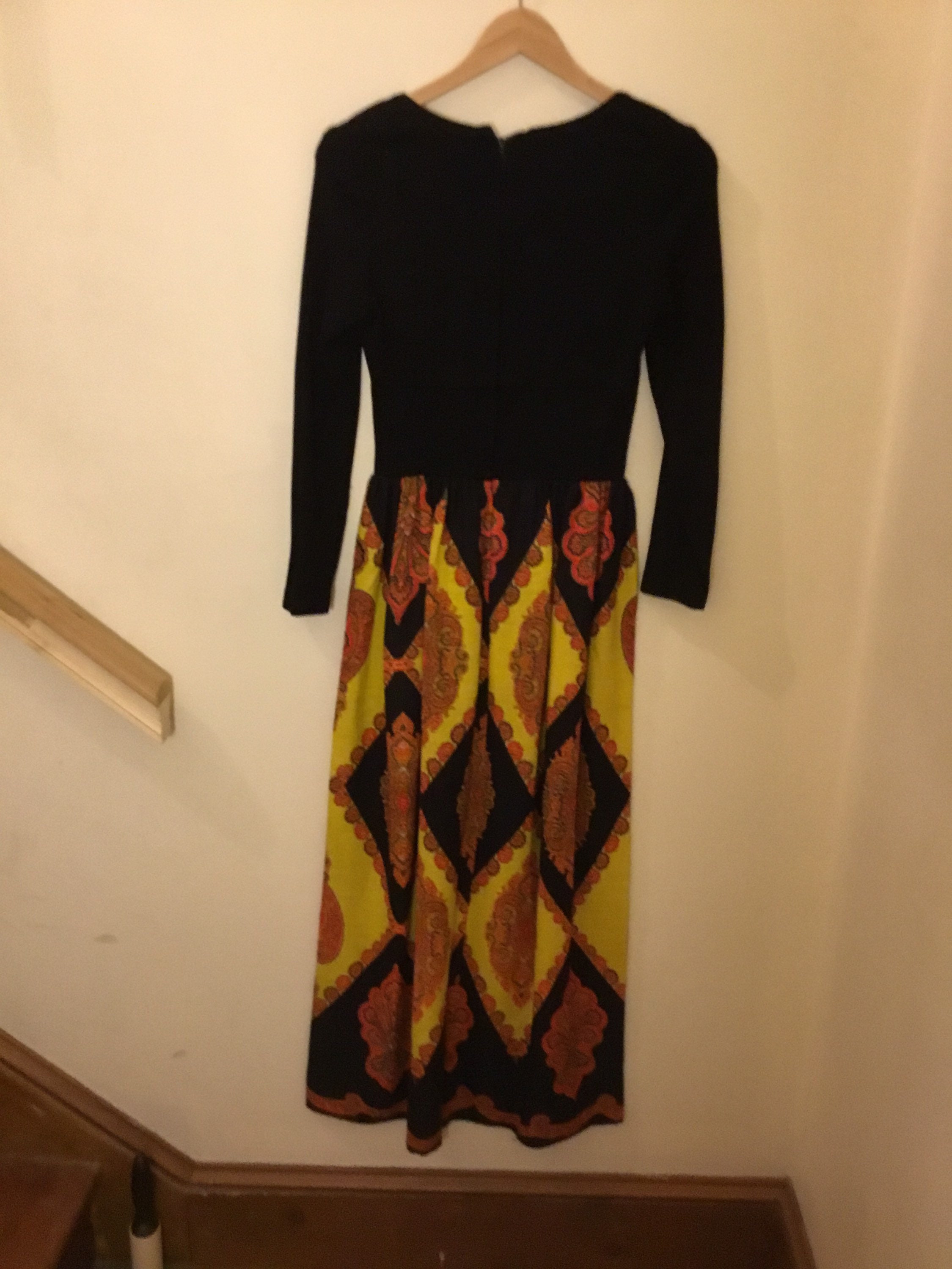 1970s Vintage Domino Corset Tie Lace up Paisley LS Maxi Dress/gown Boho ...