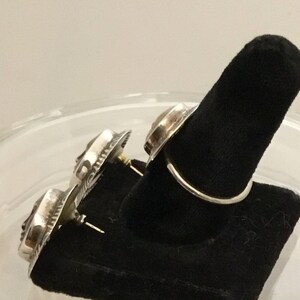 Vintage TABRA Moon Goddess Face Sterling/bronze 14kt Post EARRINGS/RING ...