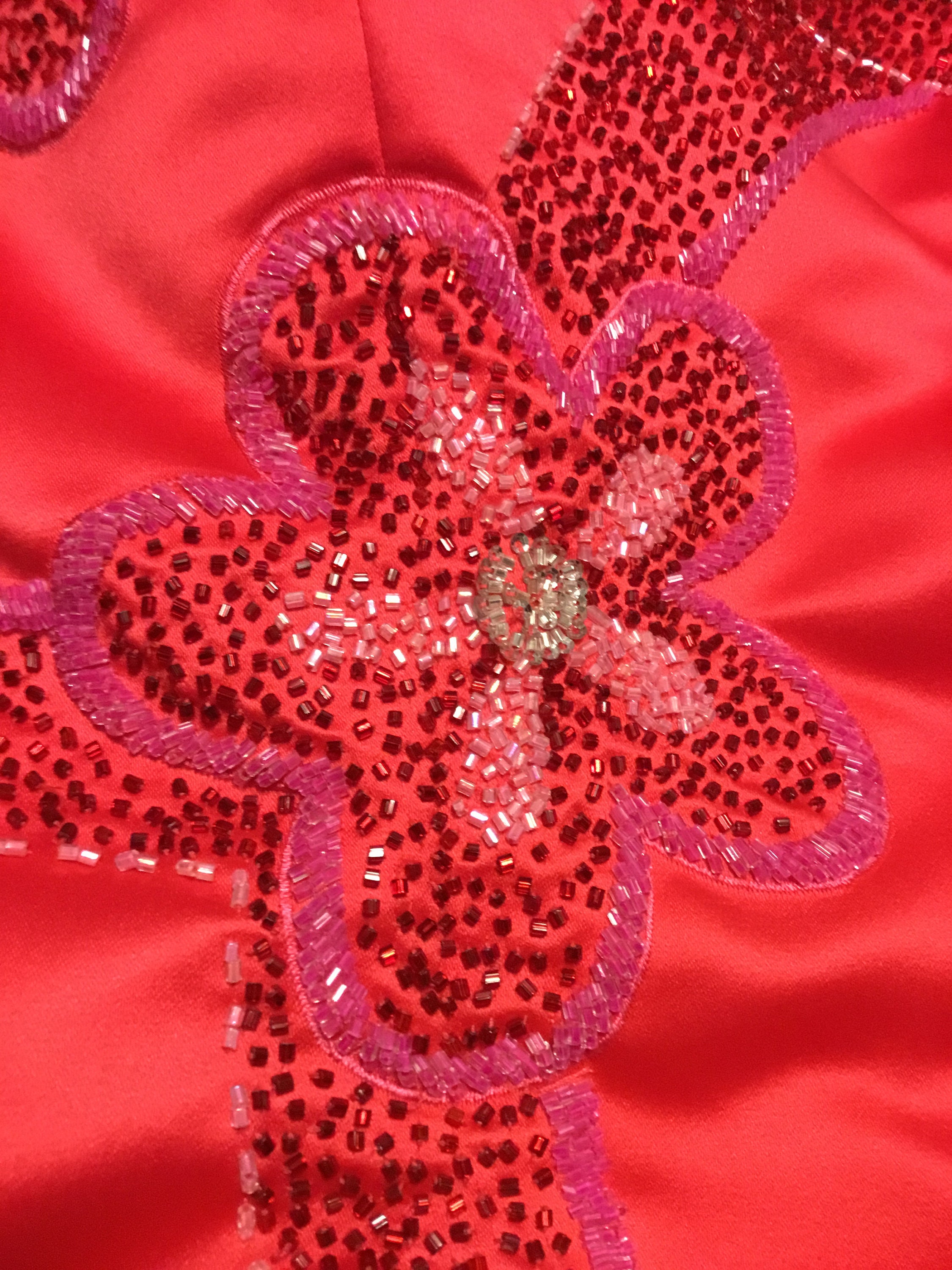 Vintage Mike Benet Formals Coral Mermaid Dress/gown W/red Pink Floral ...