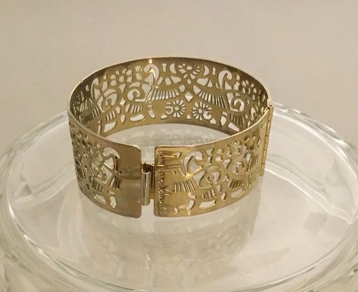 Mary Ann Scherr Carved Foliate Design Handcrafted Gilt Metal Hinged ...