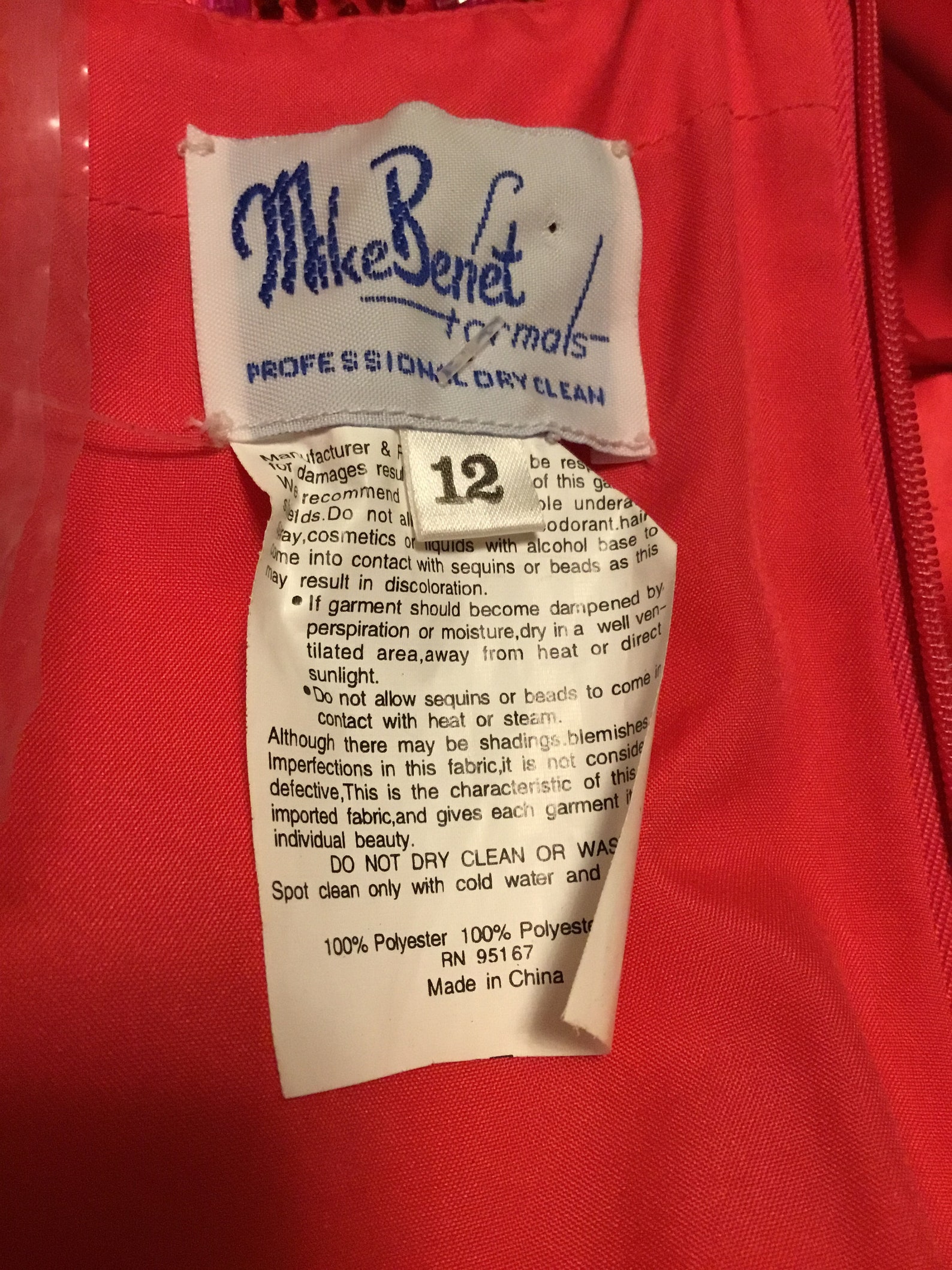 Vintage Mike Benet Formals Coral Mermaid Dress/gown W/red Pink Floral ...