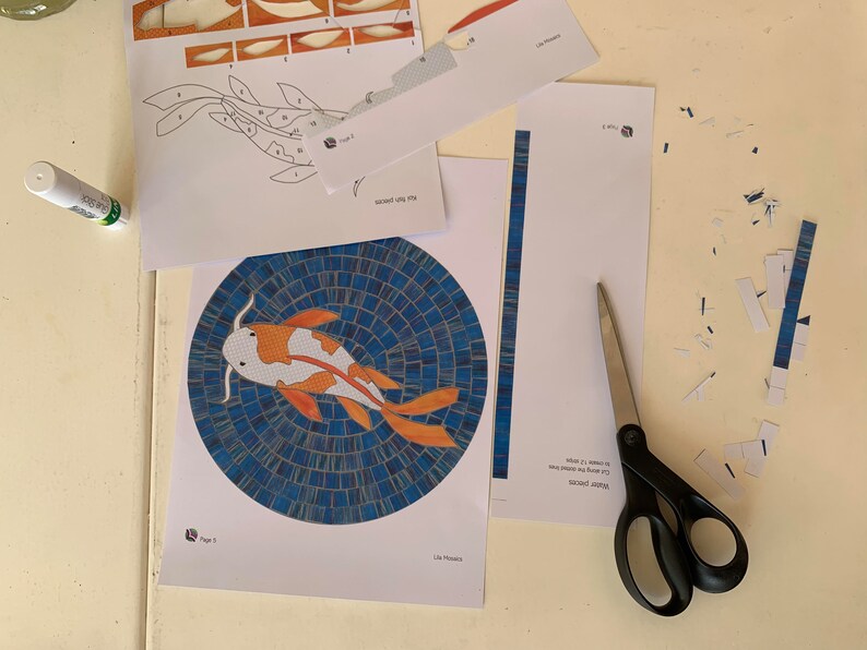 DIY Paper Mosaic Pdf - Koi Fish - Etsy