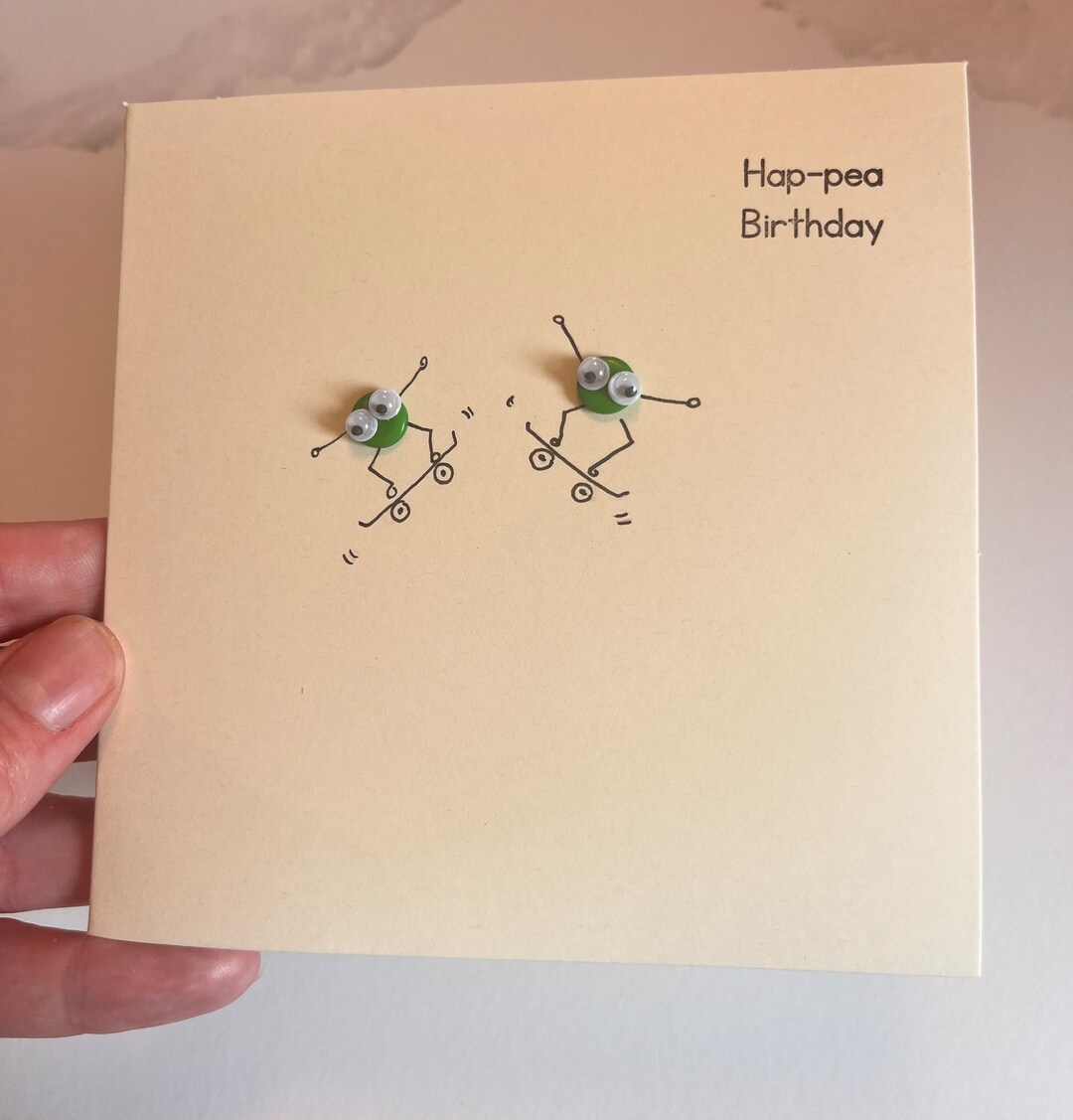 Skateboarding Pea Card. Hap-pea Birthday Card. - Etsy