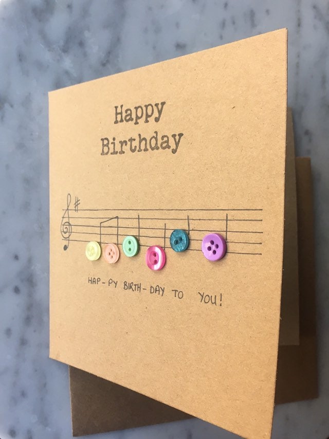 Birthday card with happy birthday song as button music notes. In ...