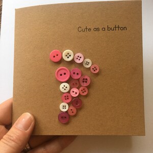 New Baby/ Baby Shower Cards. Button Footprint Cards. Handmade With ...