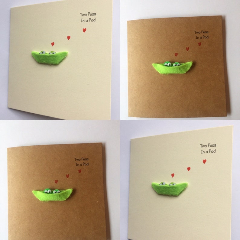Two Peas in a Pod Card: Handmade Felt & Button Friendship Card - Etsy UK