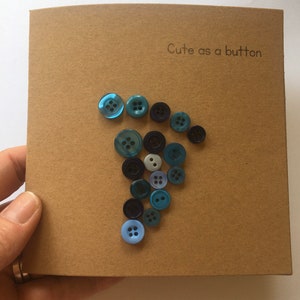 New Baby/ Baby Shower Cards. Button Footprint Cards. Handmade With ...