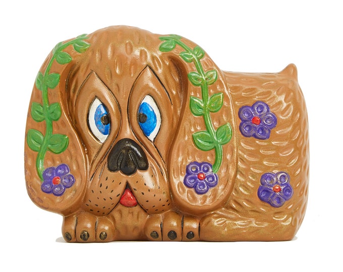 Vintage Dog Bank Hound Dog Ceramic Bank Flower Power Bank - Etsy