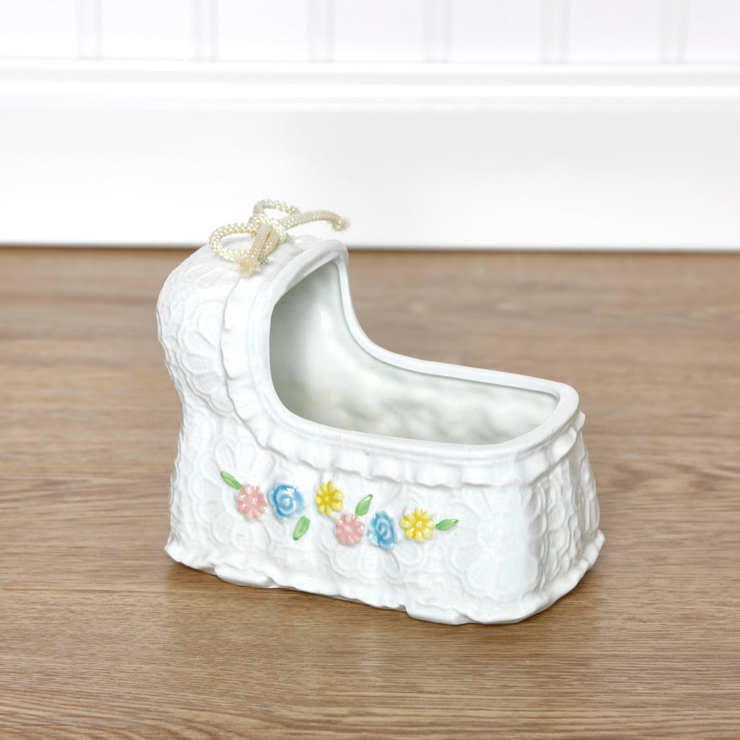 Vintage Ceramic Baby Cradle Planter - Etsy