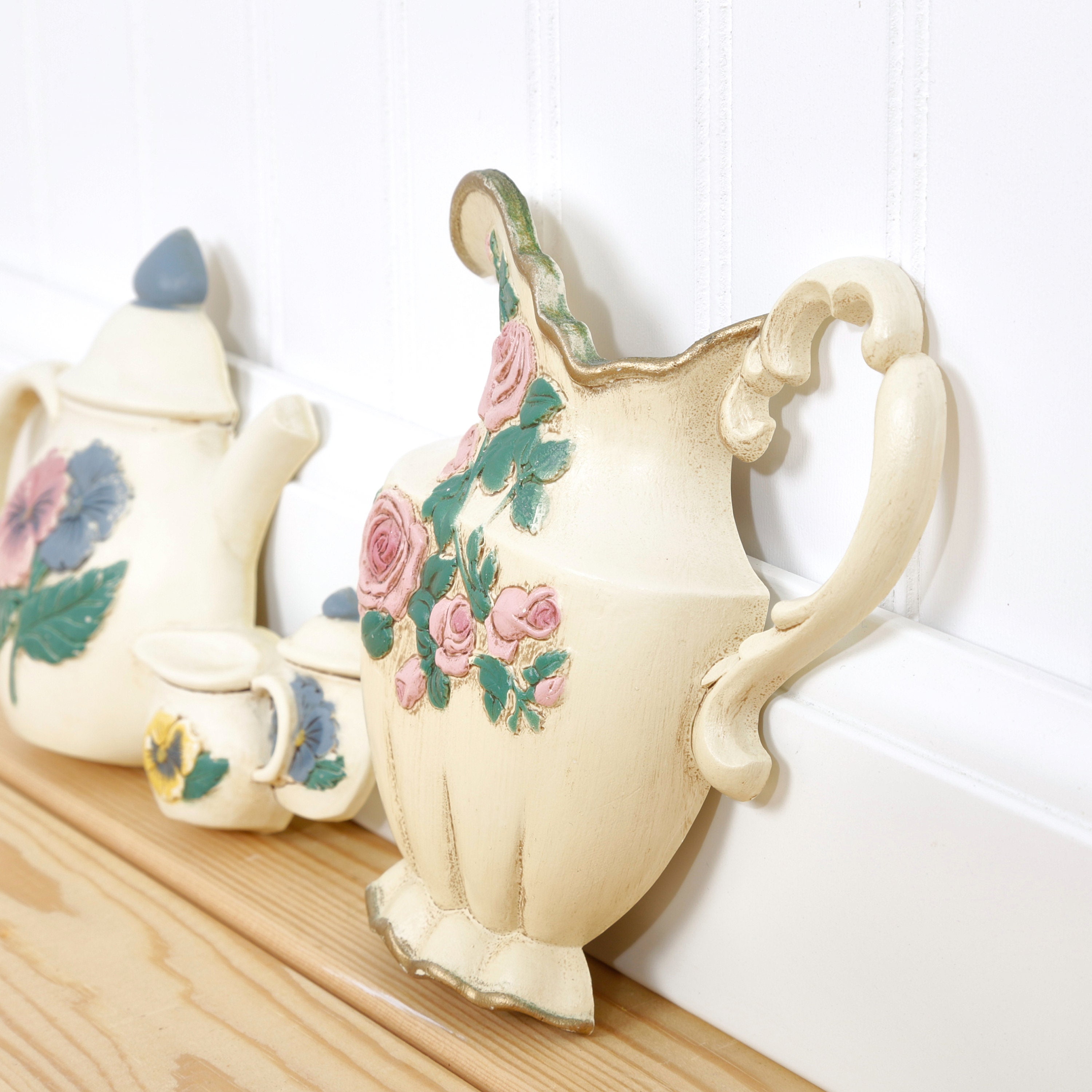 Vintage Kitchen Wall Decor Pitcher Wall Pocket and Teapot - Etsy