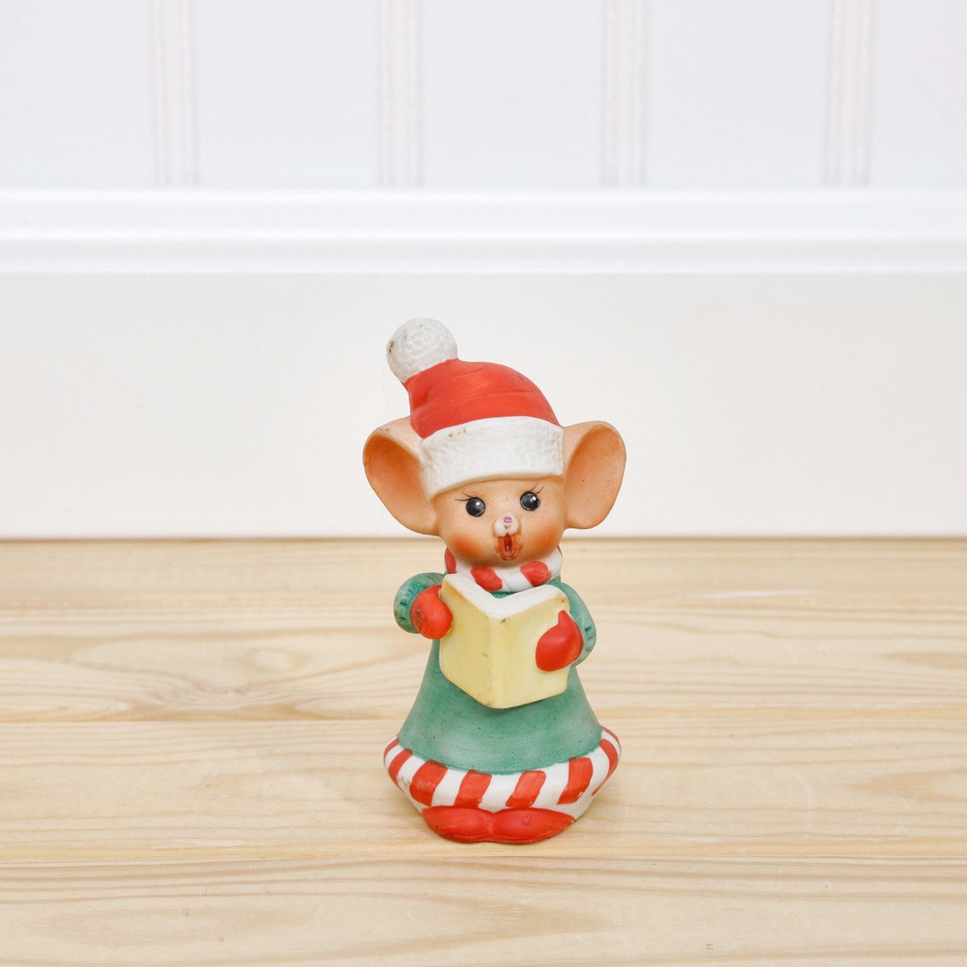 Vintage Ceramic Caroling Mouse Small Christmas Figurine Russ - Etsy
