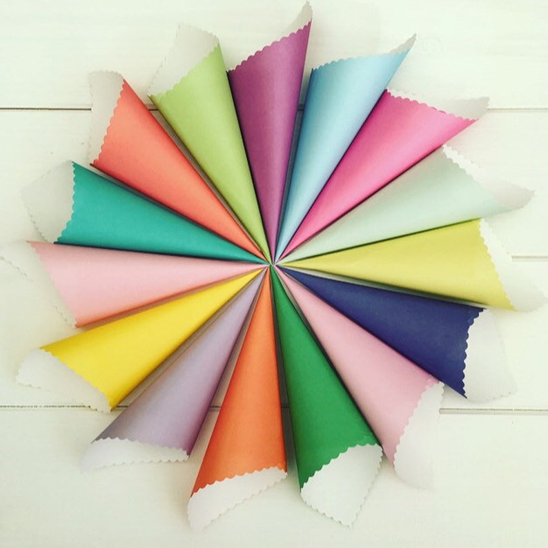 Rainbow Confetti Cones Wedding Cones Paper Cones Flower - Etsy UK