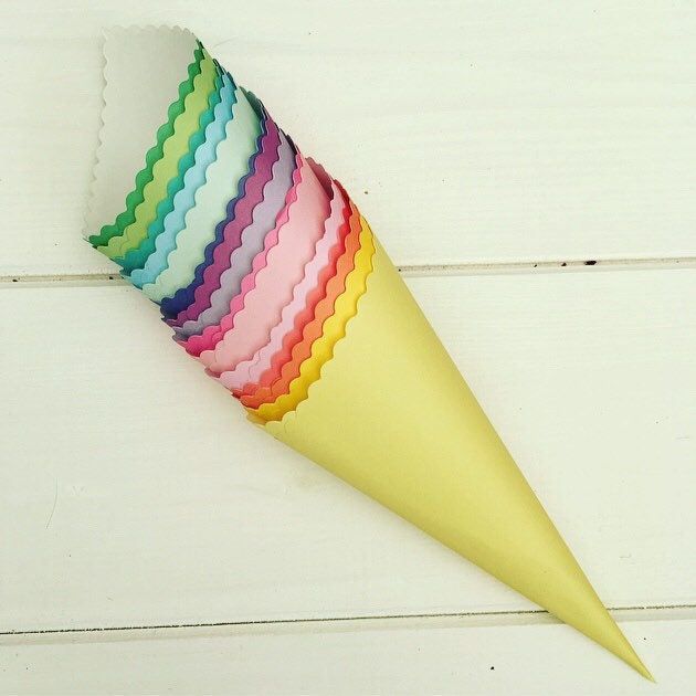 Rainbow Confetti Cones Wedding Cones Paper Cones Flower - Etsy UK