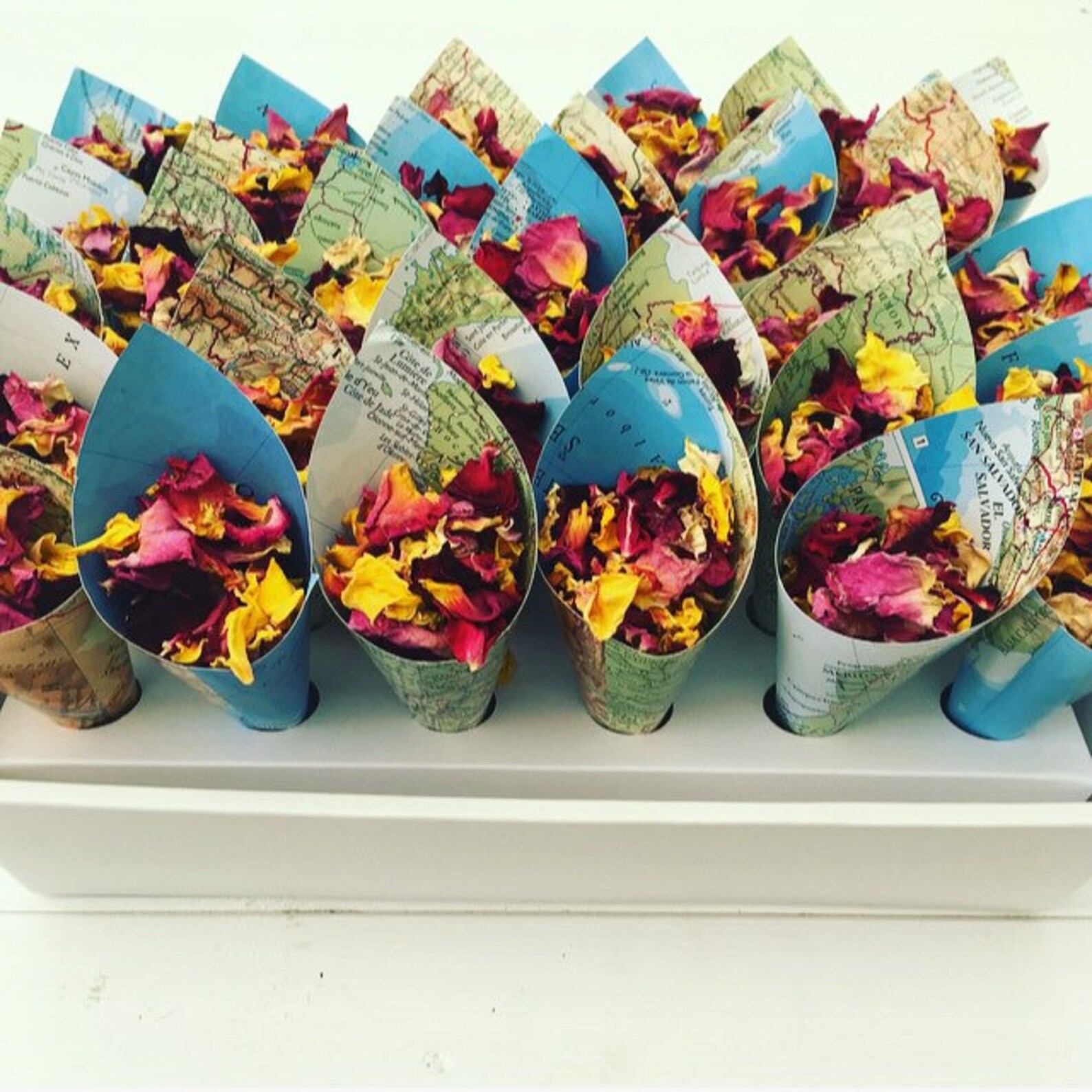 World Map Confetti Cones Atlas Cones Travel Wedding Cones - Etsy