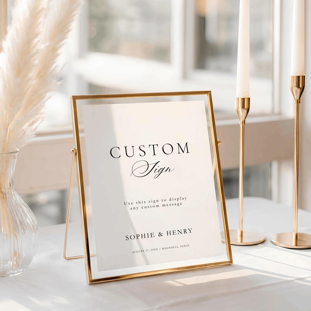 Custom Wedding Sign Template, Personalized Event Table Decor, Elegant ...