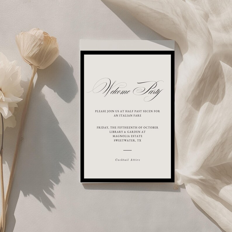 Old Money Invite Welcome Party, Wedding Rehearsal Dinner Template ...