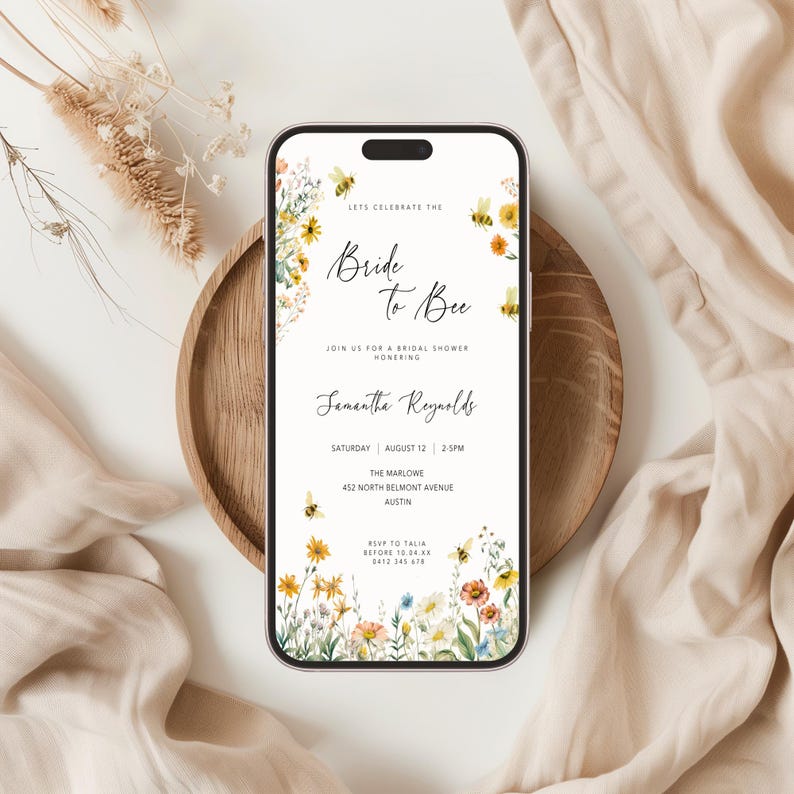 Mobile Digital Bride to Bee Bridal Shower Invite and Detail, She Found ...