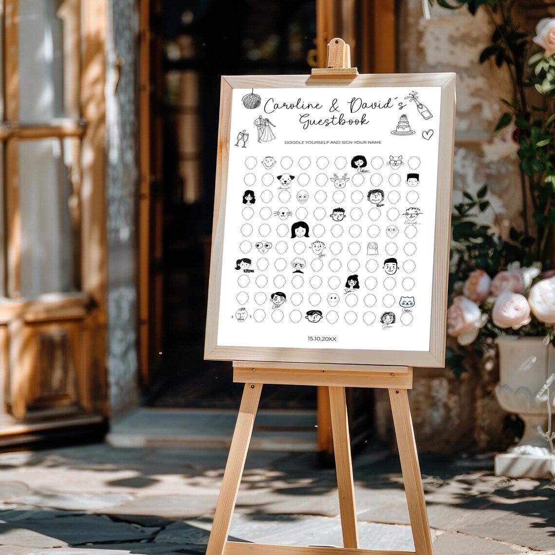 Wedding Guest Book Alternative Sign, Draw Your Face Interactive ...