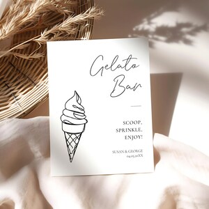 Minimal Gelato Bar Sign Template, Edit Wedding Hen Reception Dessert ...