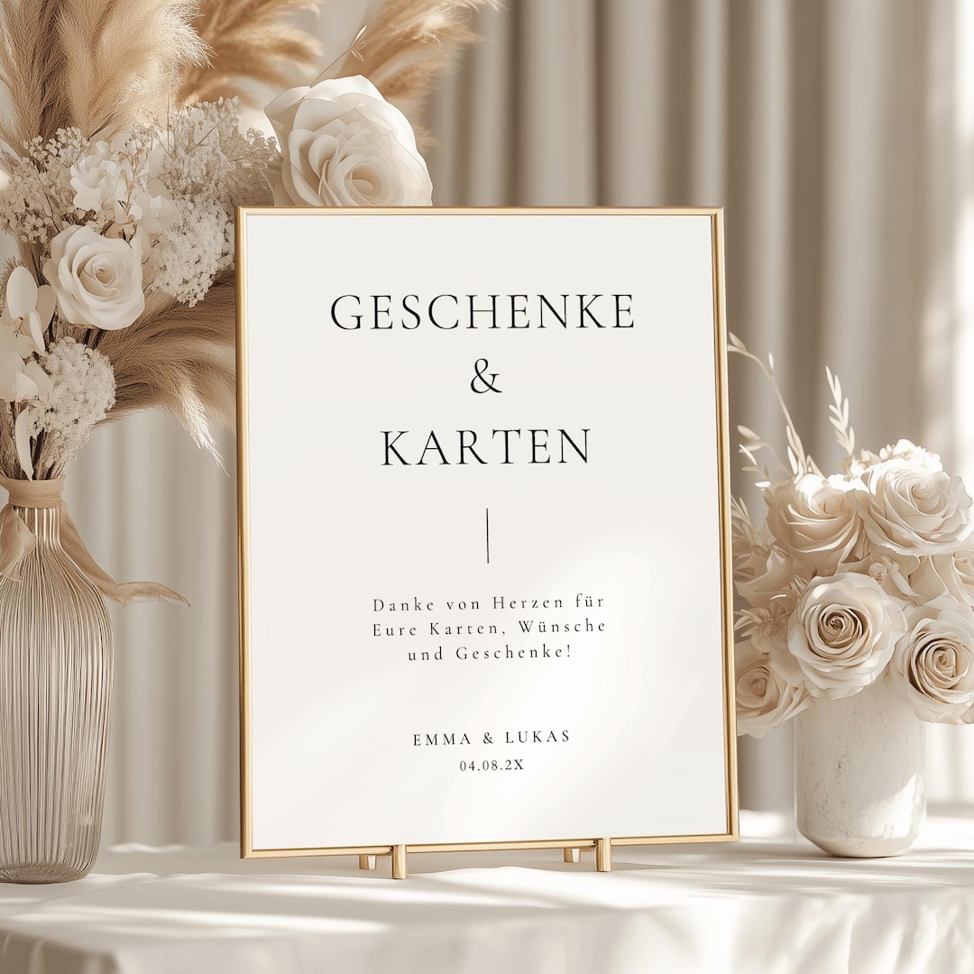 Geschenke Und Karten Schild, Hochzeitsdeko Geschenketisch, Vorlage Zum ...