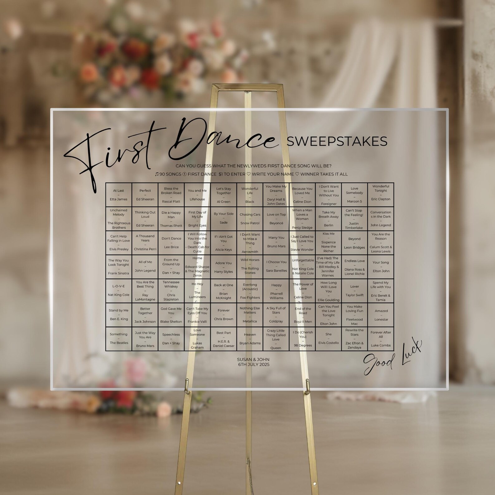 Wedding First Dance Sweepstake Game, Fun Unique Reception Activity ...