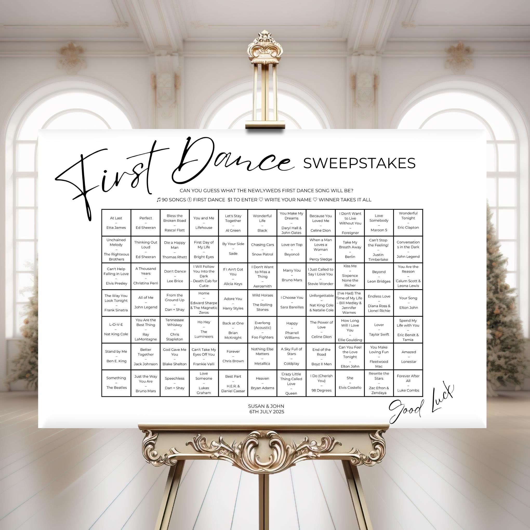 Wedding First Dance Sweepstake Game, Fun Unique Reception Activity ...