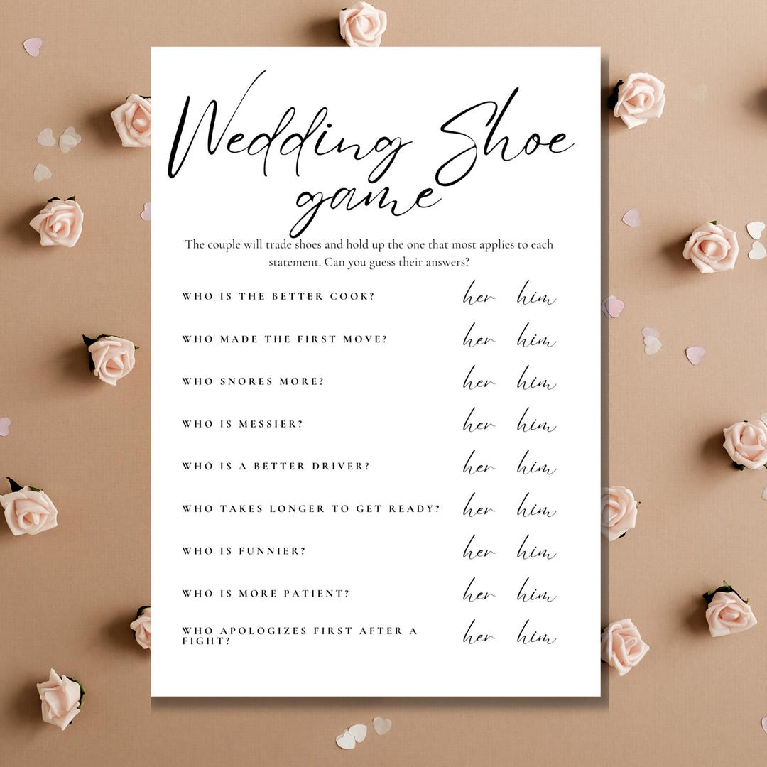 Wedding Shoe Game, Edit Fun Bridal Shower, Printable Trivia, Engagement ...