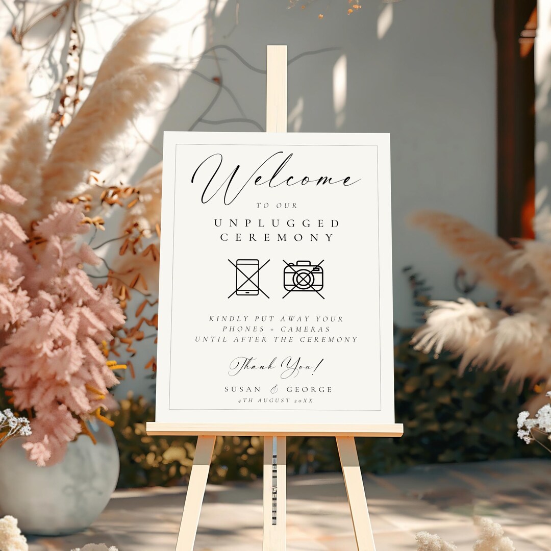 Unplugged Ceremony Sign, Modern Editable Wedding Welcome, Reception ...