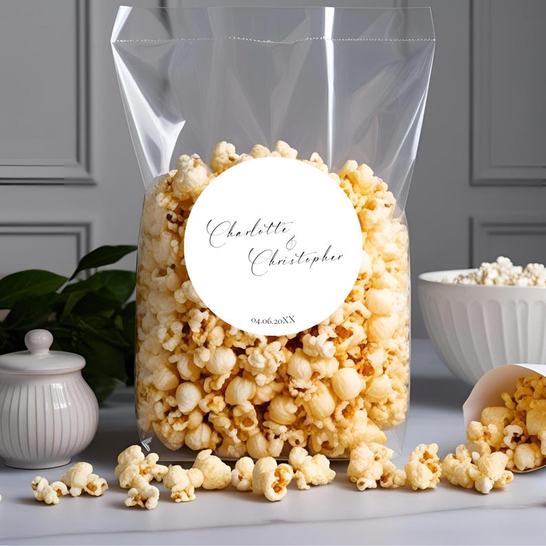 Round Minimal Name Stickers for Wedding, Personalized Circle Labels ...