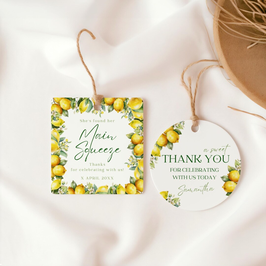 Lemon Thank You Tag, Editable Favor Label for Bridal, Baby Shower ...