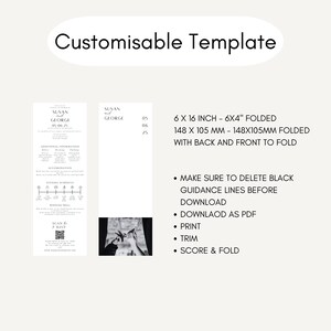 Concertina Photo Wedding Invitation, Minimal Four Fold Invite, Modern ...