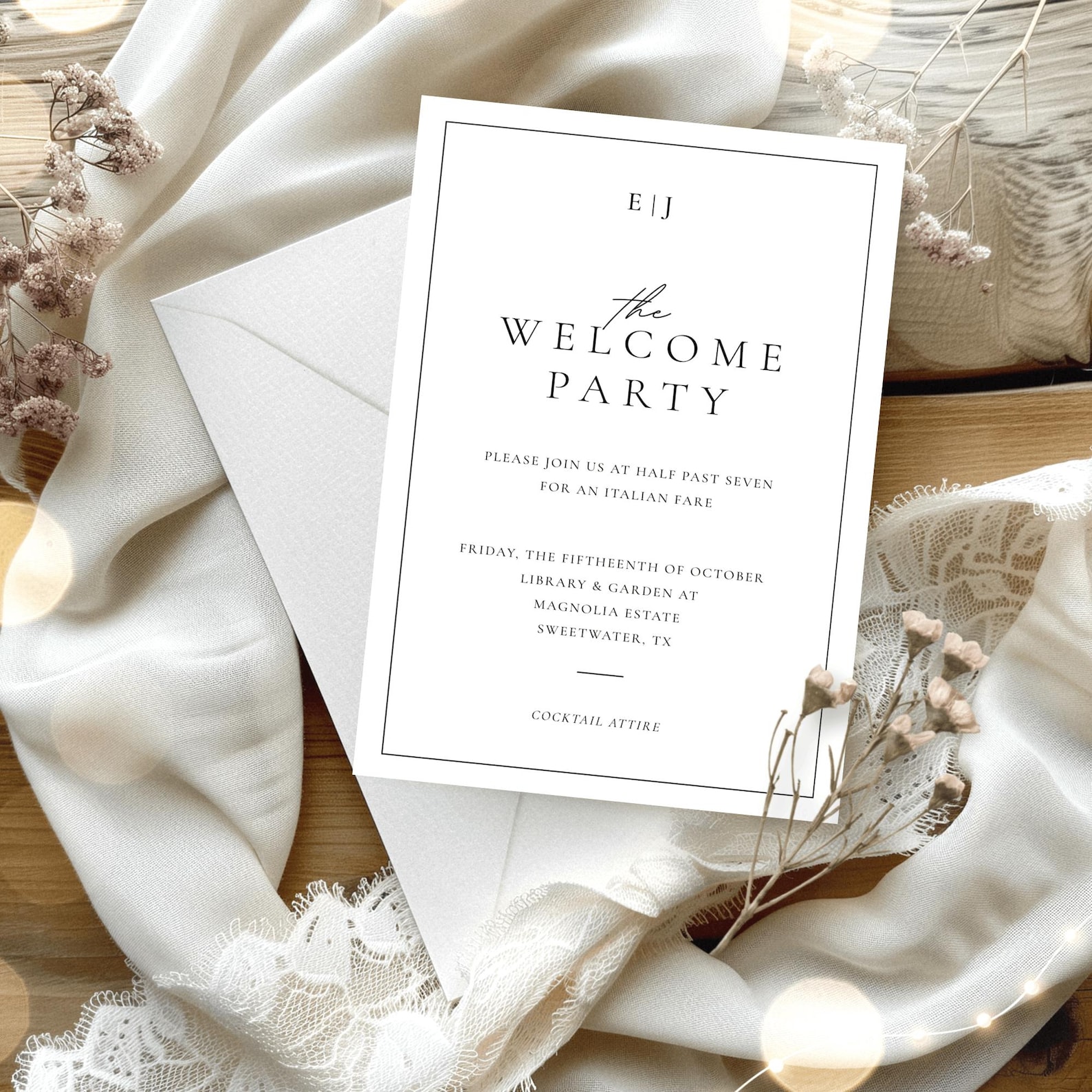 Welcome Party Invite, Monogram Wedding Template, Custom Rehearsal ...