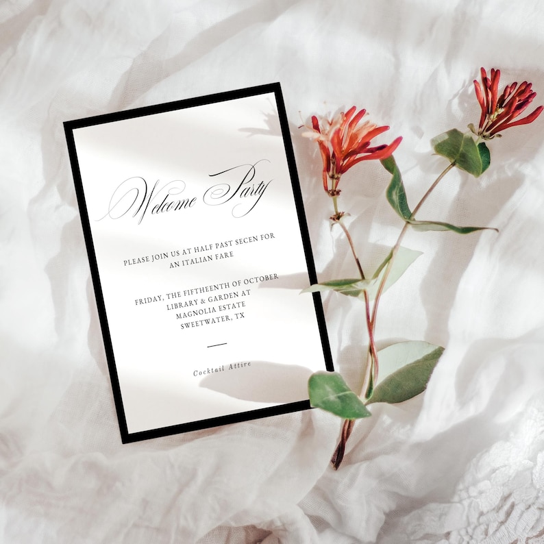 Old Money Invite Welcome Party, Wedding Rehearsal Dinner Template ...