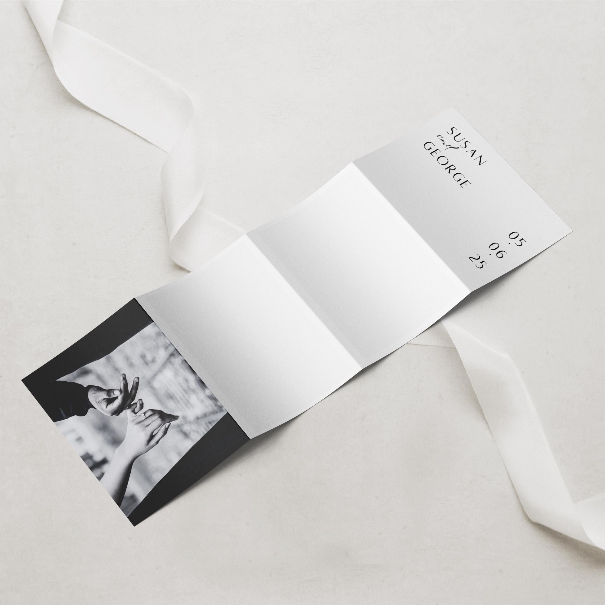 Concertina Photo Wedding Invitation, Minimal Four Fold Invite, Modern ...