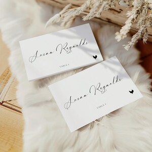 Wedding Name Place Cards With Meal Choice, Modern Flat and Folded ...