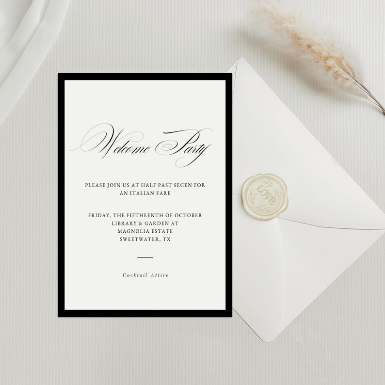 Old Money Invite Welcome Party, Wedding Rehearsal Dinner Template ...