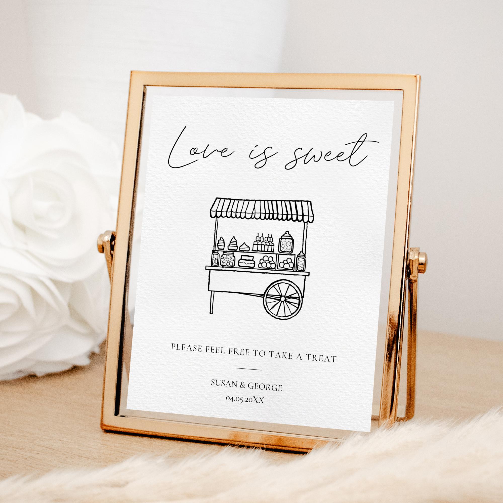 Minimal Candy Bar Sign Template, Editable Printable Wedding Hen ...