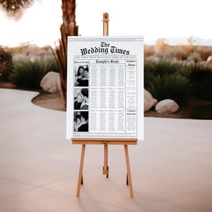 Newspaper Style Photo Seating Chart, Editable Wedding Template, Modern ...
