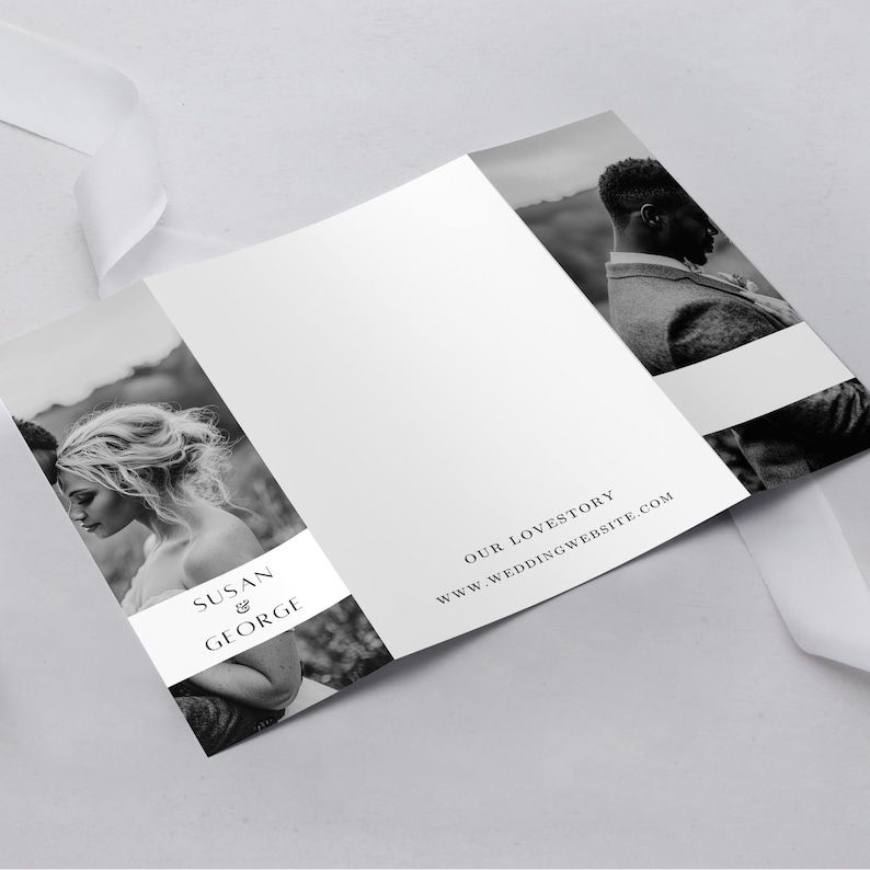 Gatefold Wedding Invite, Chic Minimalist Photo Template, Digital ...