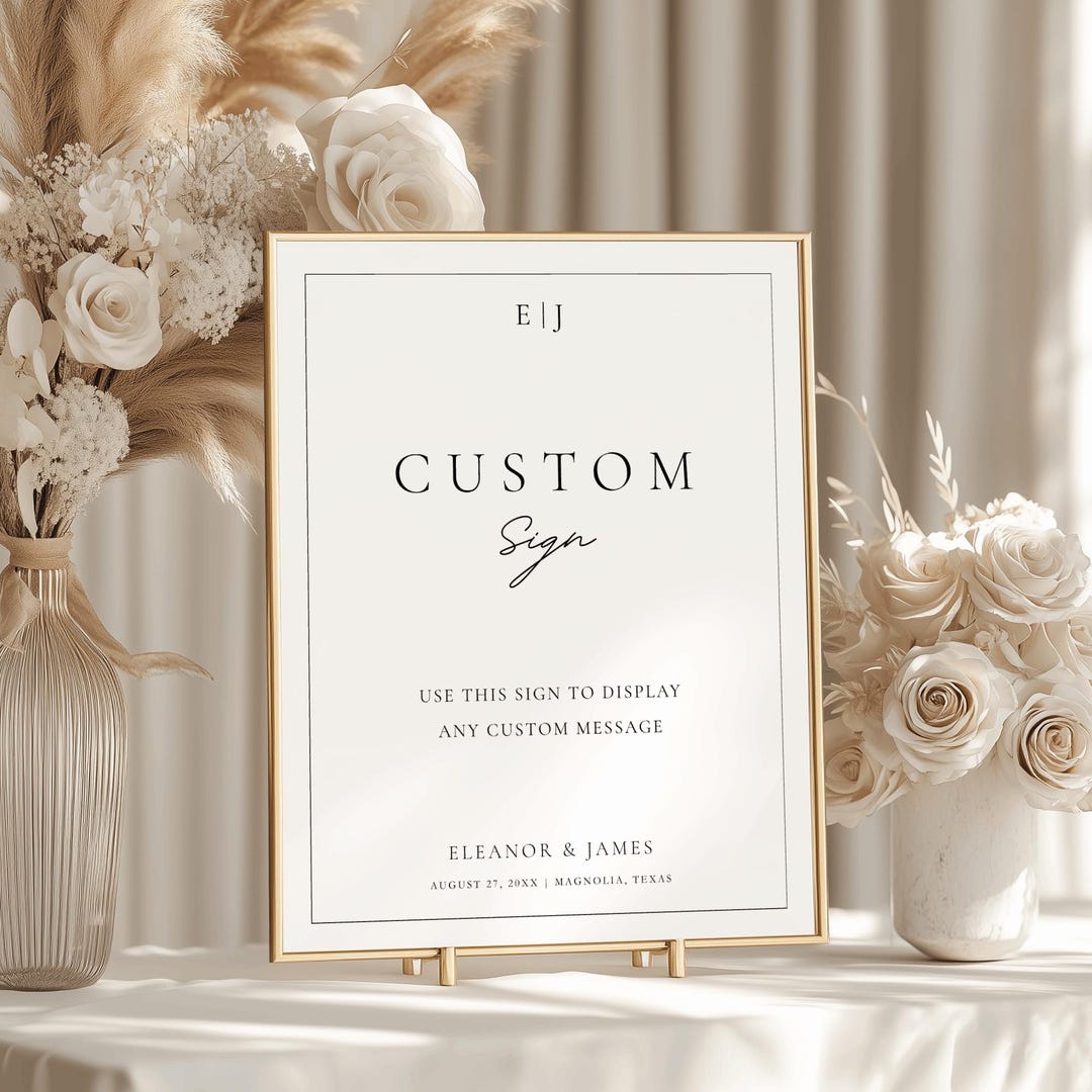 Custom Wedding Sign, Editable Monogram Event Decor, Modern Minimal ...