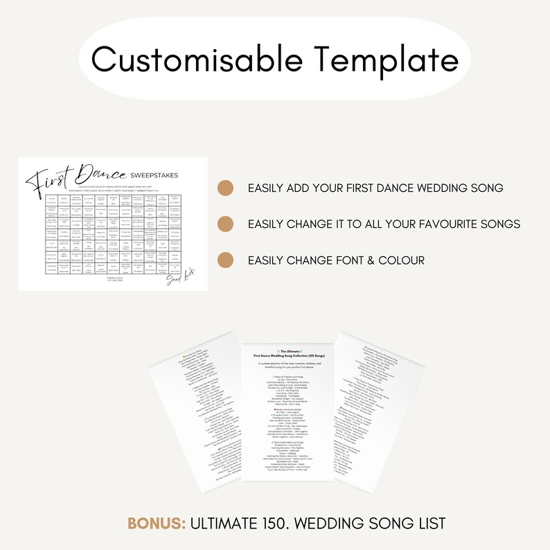 Wedding First Dance Sweepstake Game, Fun Unique Reception Activity ...