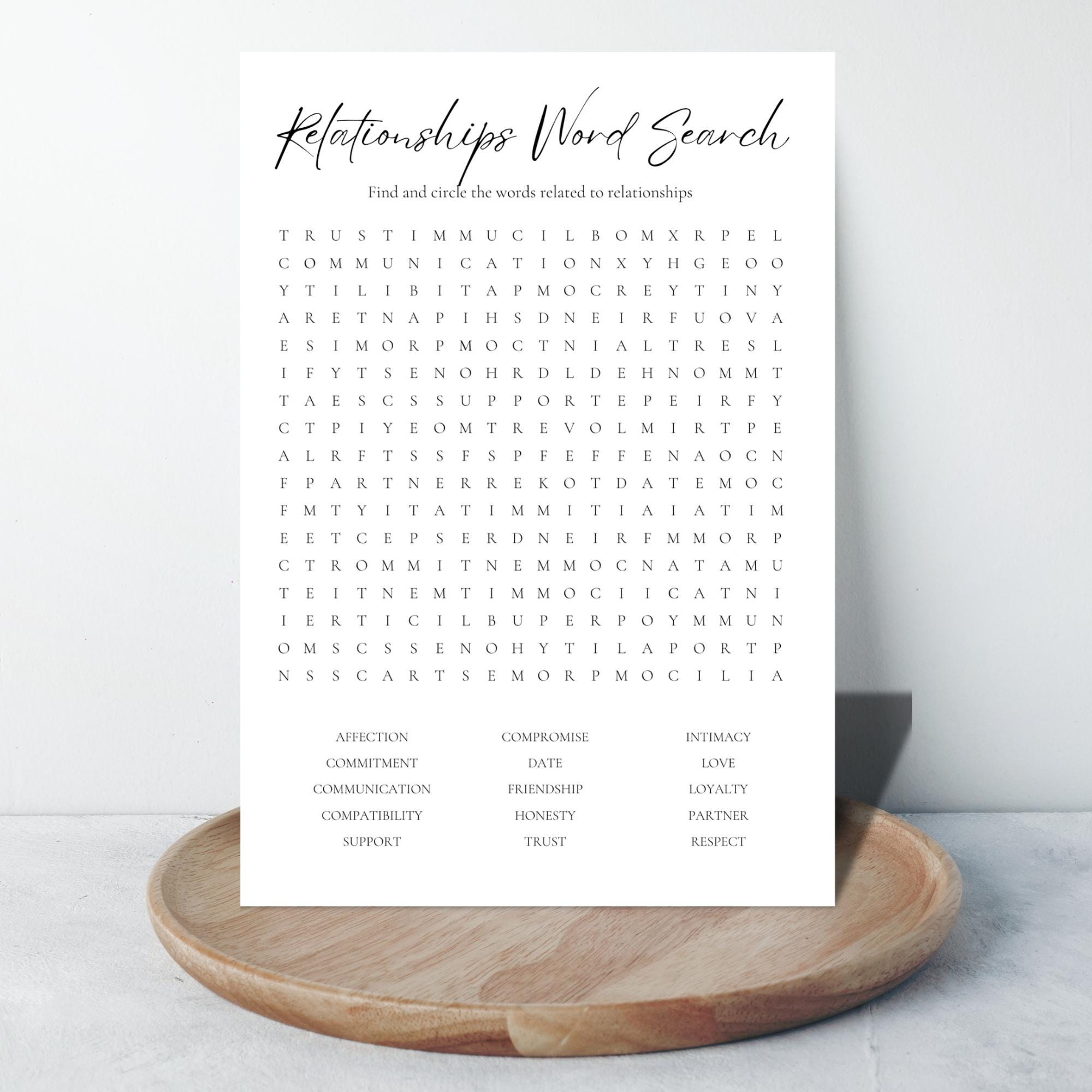 Relationship Word Search Puzzle, Unique Gift for Couples, Bridal Shower ...